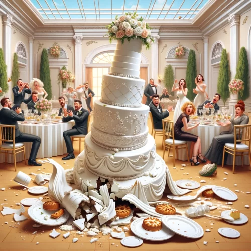 1. Falling Cake - Newlyweds on a Budget